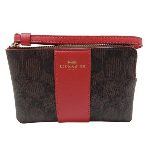 Coach | Bags | Coach Signature Red Stripe Wristlet New | Poshmark